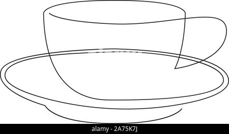Teacup continuous line. One line tea cup. Vector illustration set Stock ...