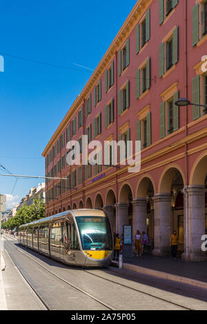 Nice, France, Electric Bus, Street Scenes, public transport environment ...