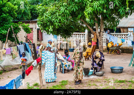 Everyday life in a village compound in the Gambia, west Africa Stock ...