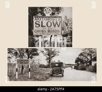 An old AA road sign warning 'impracticable for motors' on a steep and ...