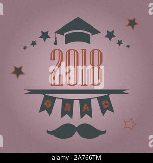 Graduation Class of 2018. Stylized Retro Card. Congratulations ...