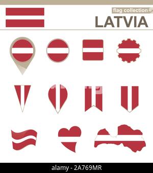 Latvia map collection. Country shape with colored regions. Blue Grey ...