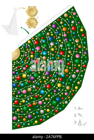 Cut and glue paper 3d a Christmas Tree Ball. DIY Christmas toy. Print ...