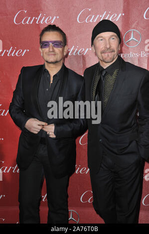 Singer Bono, left and the Edge from the rock band U2 performing at the ...