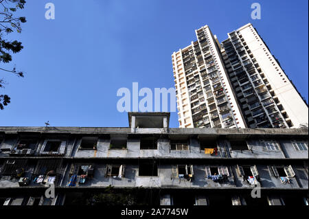 construction front of old building chawl system lalbaug mumbai ...
