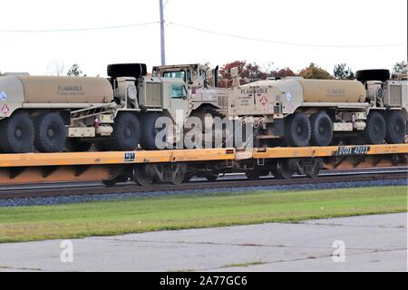 Military vehicles and equipment with the 389th Engineer Battalion is ...