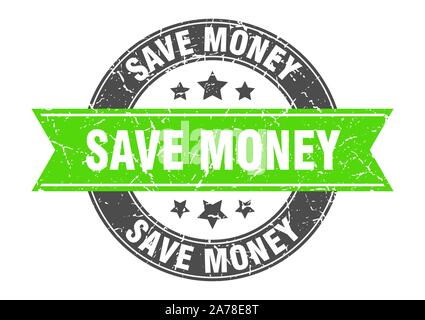 save money ribbon. save money round green sign. save money Stock Vector ...