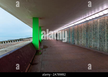 Hastings Bottle Alley promenade, covered in recycled bottle fragments ...