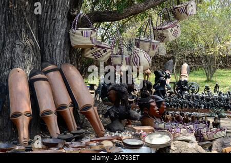 Traditional Btswanan tribal art craft for sale at a street market ...
