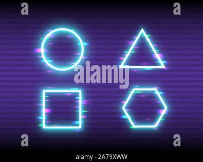 Glowing vector triangle geometric shapes in dark space. Glowing vector ...