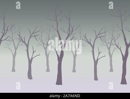 Silhouettes of Trees on subtle background. Tree Pattern. Vector ...
