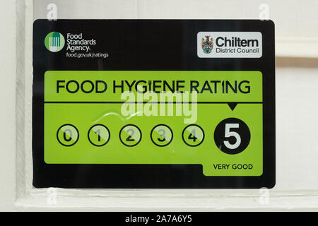 A Food Standards Agency Food Hygiene Rating poster displaying a 5 out ...