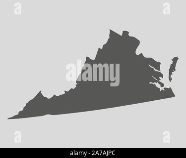 Simple map of Virginia state of United States and location on USA map ...