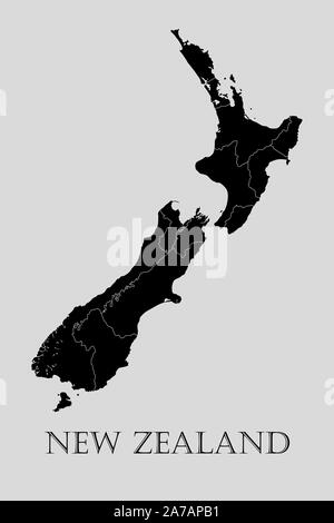 New Zealand grey map illustration vector high res Stock Vector Image ...