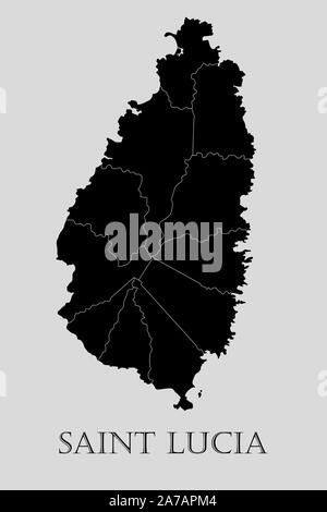 Saint Lucia country black outline and colored country silhouettes in ...