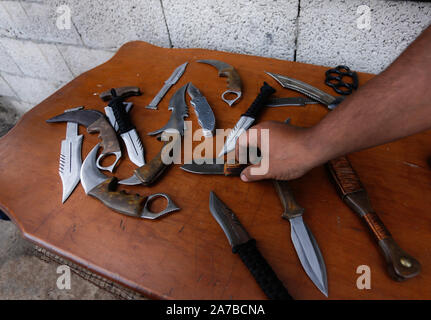Gaza, Palestine. 29th Oct, 2019. Saif Abu Azza, a Palestinian sword and ...
