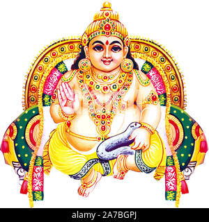 kubera Lord of Wealth and the god king Hindu mythology illustration ...