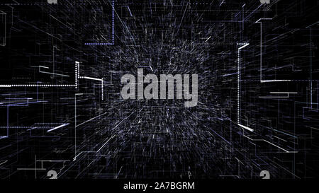 Travel through virtual digital hi-tech tunnel 3d illustration Stock ...