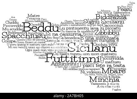 Sicily map made from Sicilian slang words in vector format Stock Vector ...
