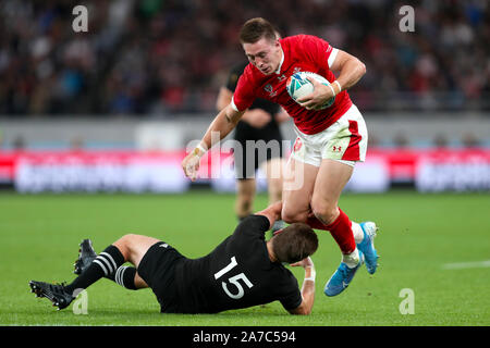 New Zealand's Beauden Barrett (left) and Scotland's Kyle Steyn in ...