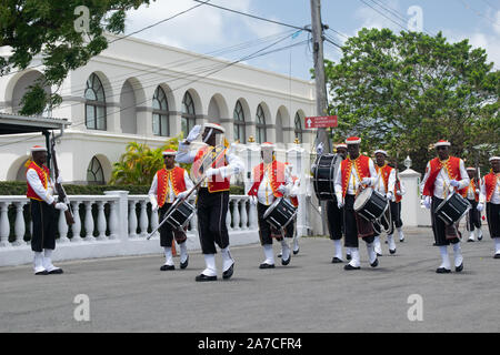 The Barbados Defense Force military band entertains the crowd before a ...