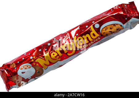 packet of Merryland cookies choc chip biscuits with Christmas theme ...