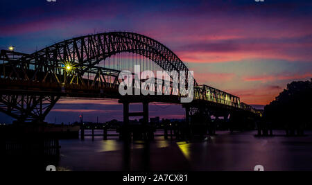 Beautiful scenery of Mahakam Bridge in Samarinda, Indonesia at dawn ...