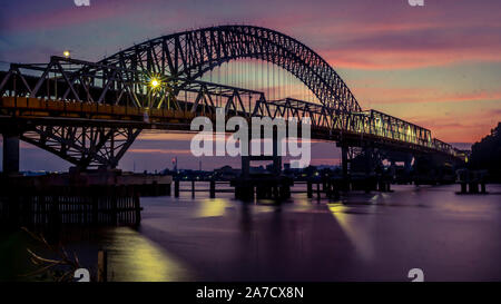 Beautiful scenery of Mahakam Bridge in Samarinda, Indonesia at dawn ...