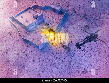 Raid on Al-Baghdadi compound in Barisha, Syria. 3d render. Secret ...