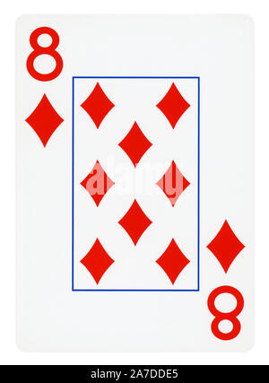 Eight of Diamonds playing card - isolated on white (clipping path ...