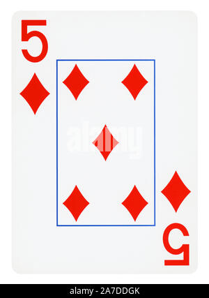 A 5 Five of Diamonds playing card with clipping path to remove ...