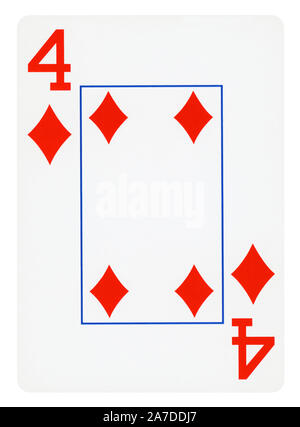Four of Diamond playing card - isolated on white (clipping path ...