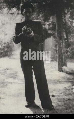 Full-length portrait Soviet officer in the full military uniform in the ...