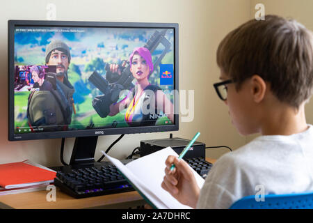 Watching a YouTube video on a PC computer monitor by streaming video ...