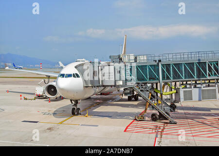 Airport equipment, airbridge, passenger boarding bridge and steps ...