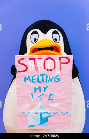 Penguin character has a message for humanity about global warming and ...