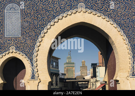 The blue gate in Fes, Morocco. Typical african and moroccan gate. World ...