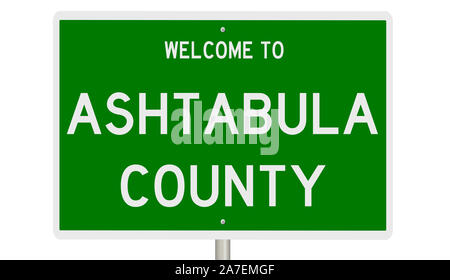 Rendering of a green highway sign for Ashtabula Ohio Stock Photo - Alamy