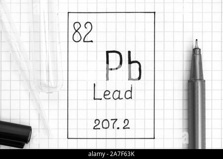Lead Pb chemical element. Lead Sign with atomic number. Chemical 82 ...