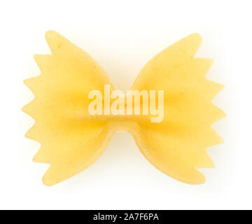 One raw farfalle pasta isolated on white background top view Stock ...