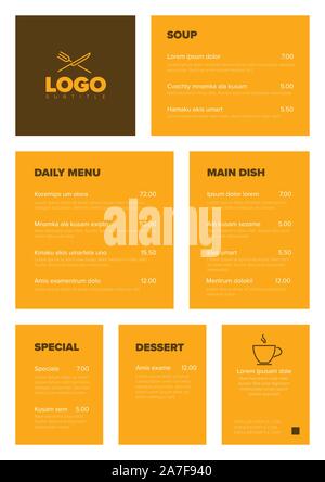 Modern pastel light flat minimalistic vertical restaurant menu template ...