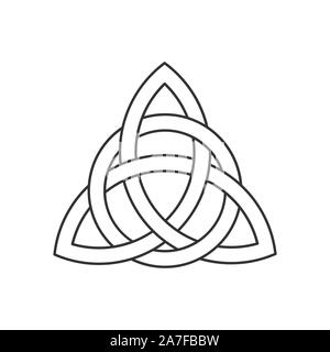 Celtic trinity knot. Linear triquetra symbol. Three parts unity icon ...