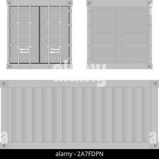 Ship container front and side view set isolated on white background ...