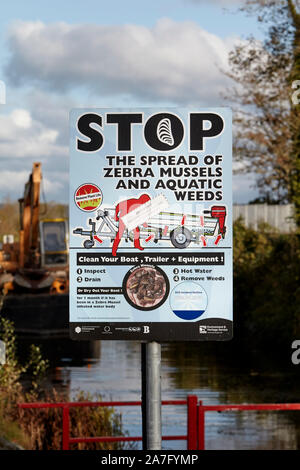 warning sign about the spread of zebra mussels ballyronan marina lough ...
