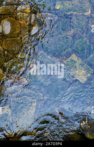 A Scottish Burn or stream in September with the river bank on both ...