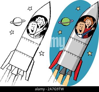 cartoon space rocket Stock Vector Image & Art - Alamy