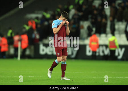West Ham’s Declan Rice dejected after the Premier League match between ...