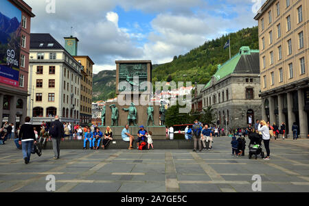Torgallmenningen is the main square in the centre of Bergen city in ...