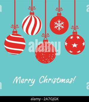 merry christmas card with hanging ball decoration Stock Vector Image ...