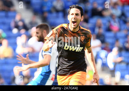 Daniel Parejo of Valencia CF celebrates his goal during the match RCD ...